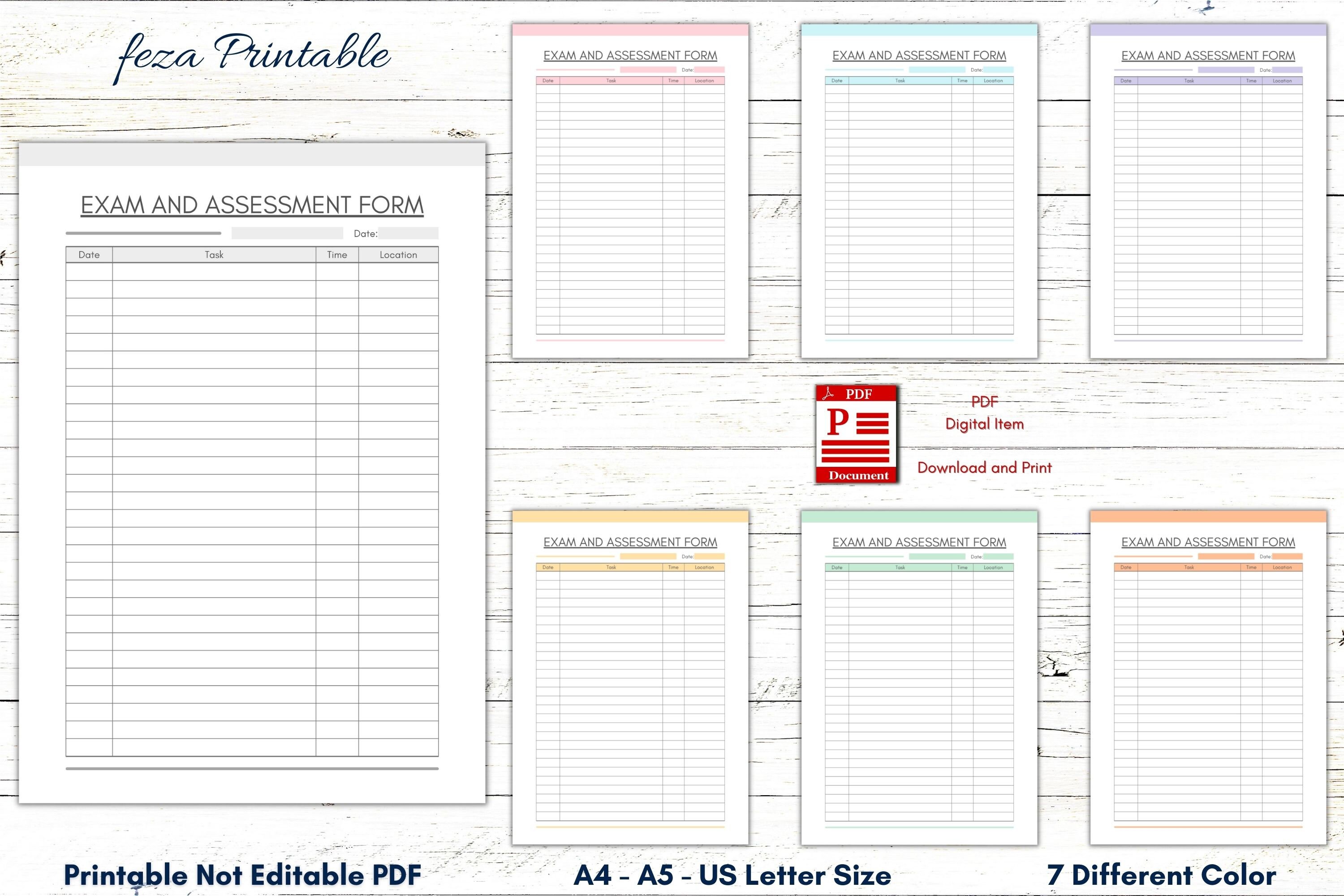 Exam and Assignment Tracker Printable, Assessment Tracker Template ...