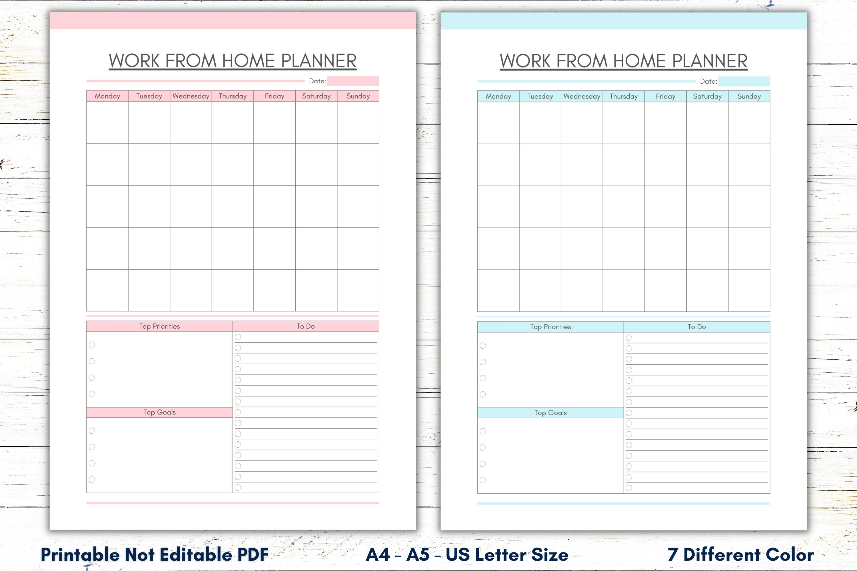 Work From Home Monthly Planner Printable Template, Work From Home ...