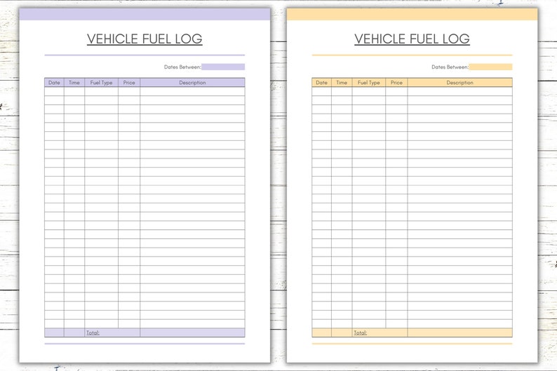 Printable Vehicle Fuel Log, Fuel Oil Tracker, Fuel Price Tracker ...