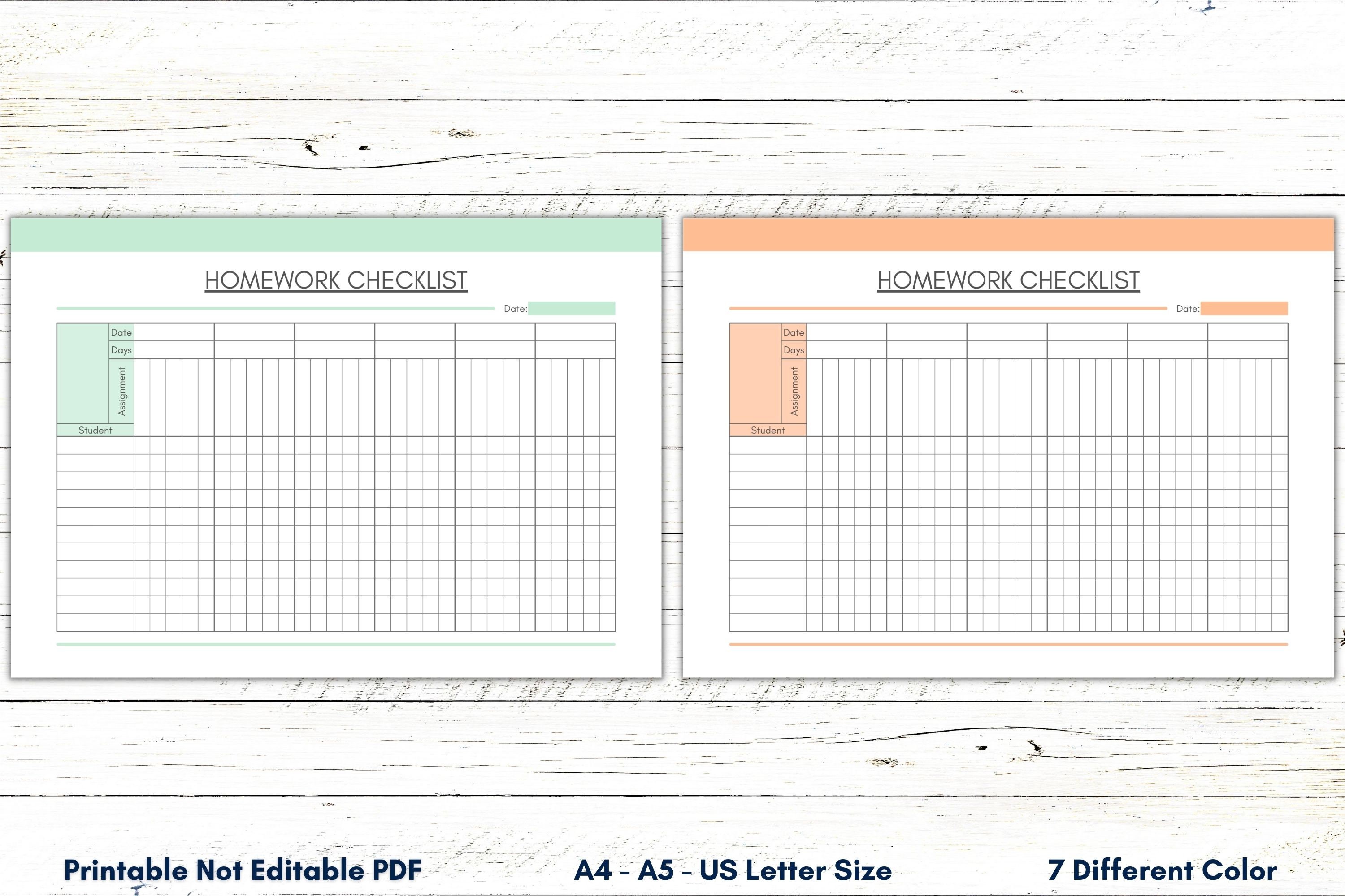 Printable Homework Checklist, Assignment Checklist, PDF Homework ...
