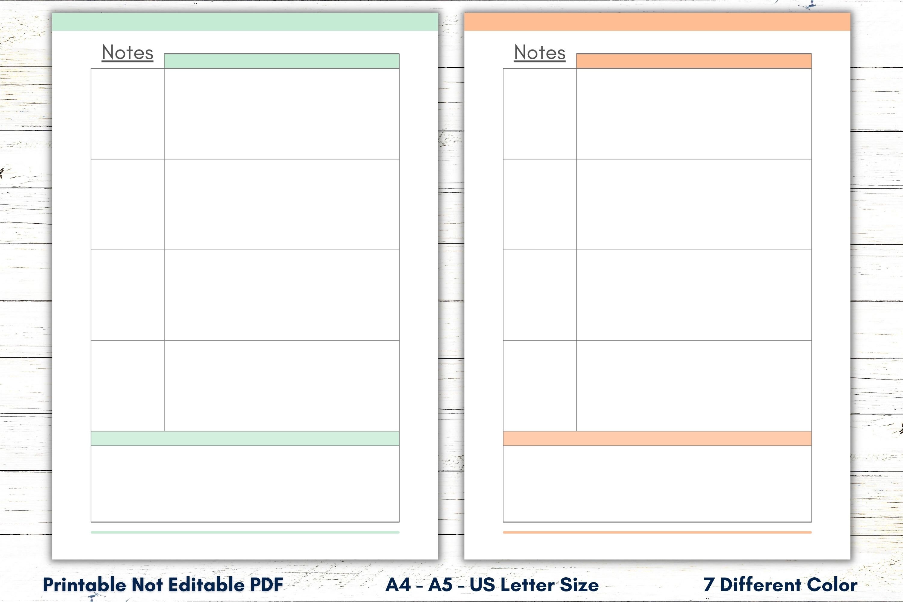 Printable Note Taking Pages, Blank Note Pages Template, Student Note ...