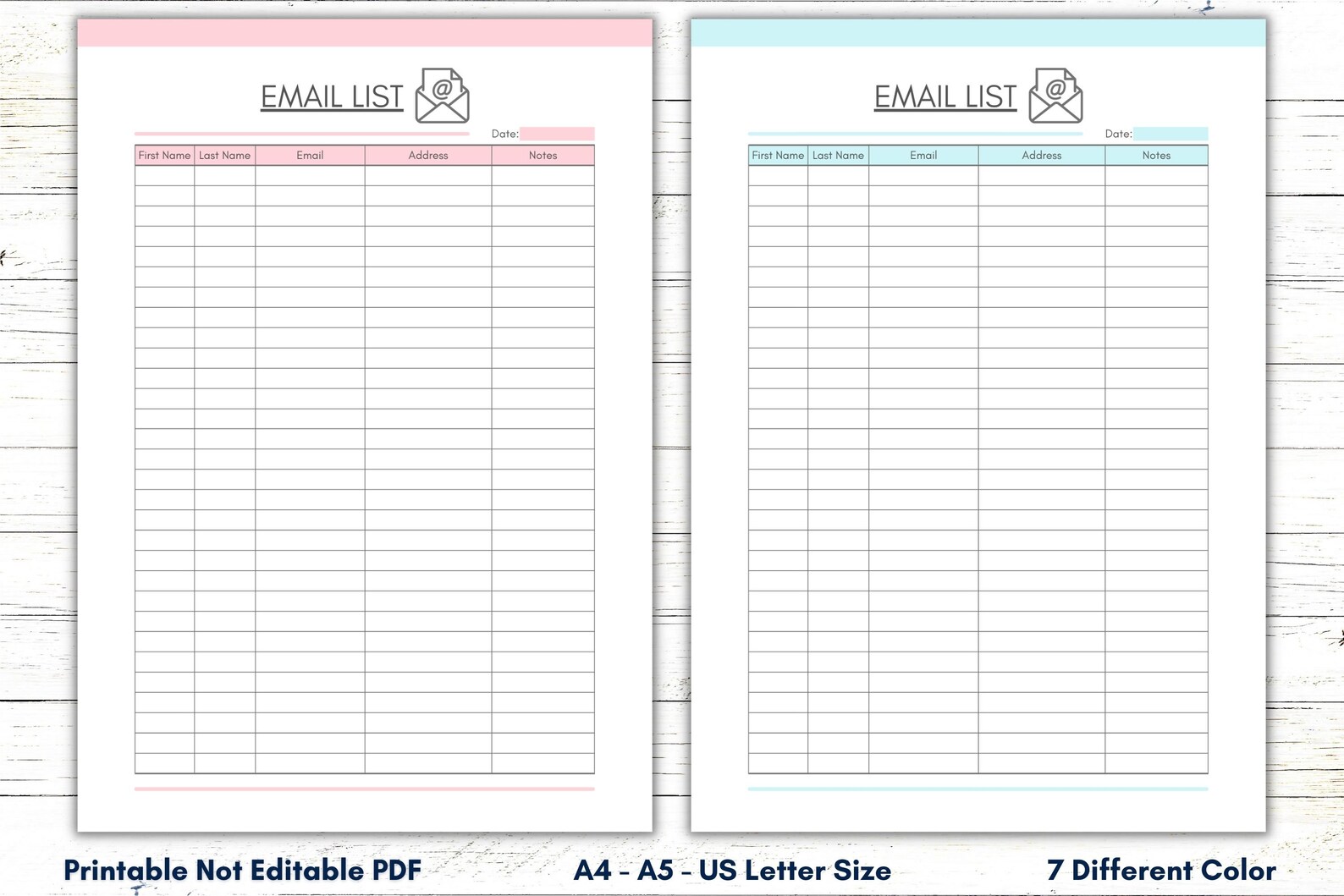 Printable Email List Template, Printable Email List Sheet, Mailing ...