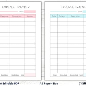 Expense Tracker A6 Printable Template, A6 Expense Log, Budget Tracker ...
