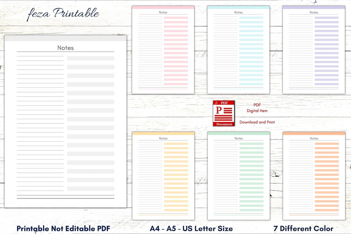 Printable 2 Column Note Pages, Note Sheet Template, Writing Paper ...