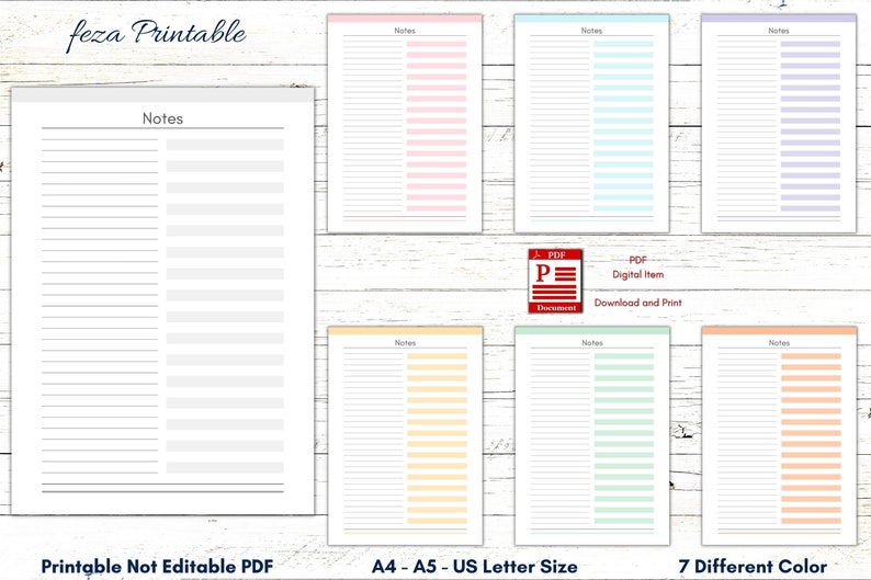 Printable 2 Column Note Pages, Note Sheet Template, Writing Paper ...