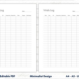 Vitals Log, Printable & Editable, Vital Signs Log, Vital Signs Sheet ...