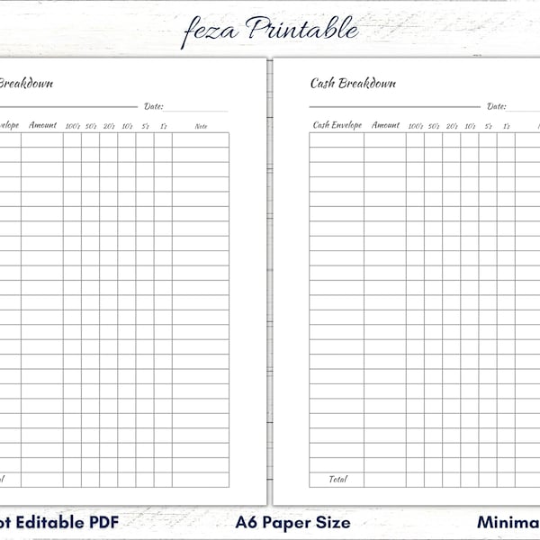 Cash Breakdown Sheet - Etsy
