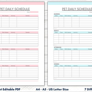 Printable Pet Daily Activity List, Pet Daily Schedule Sheet, Pet Daily ...