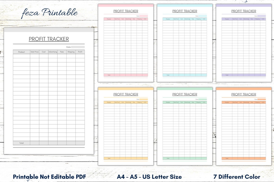 Printable Profit Tracker, Printable Profit Log, Printable Profit ...