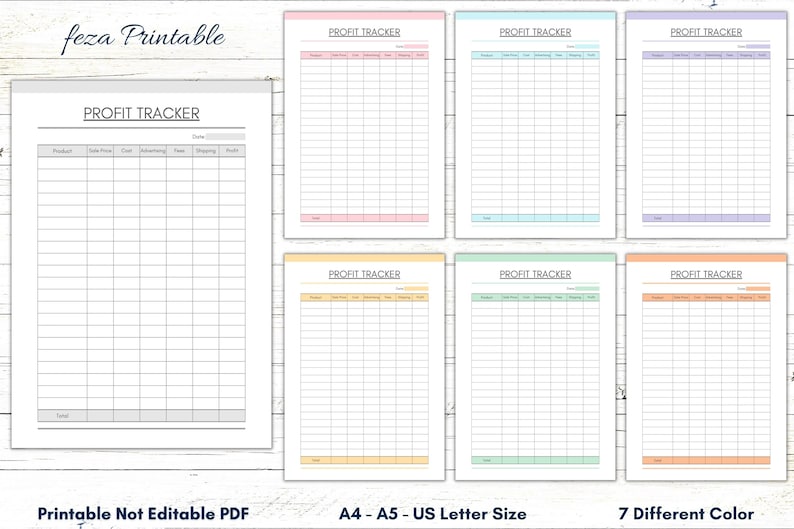 Printable Profit Tracker, Printable Profit Log, Printable Profit ...