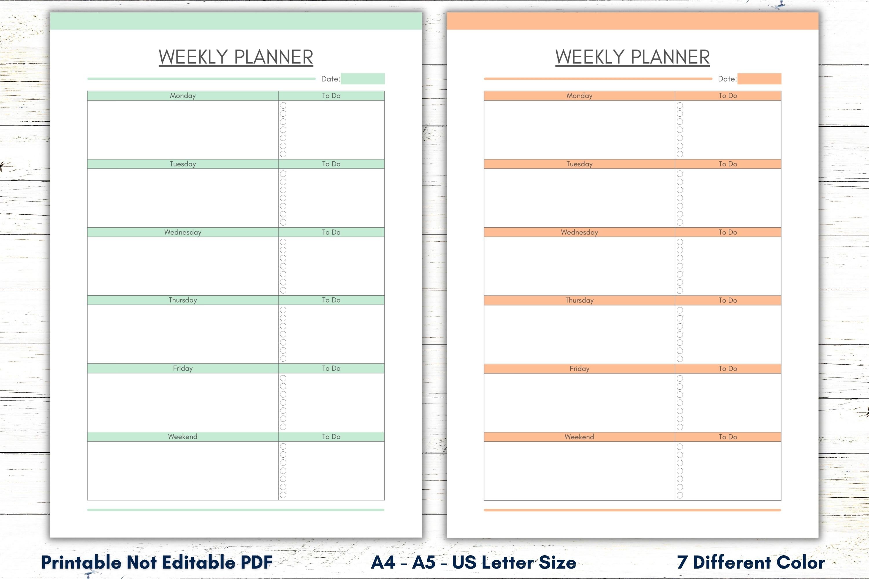 Printable Weekly Planner Template Weekly Schedule Weekly to - Etsy