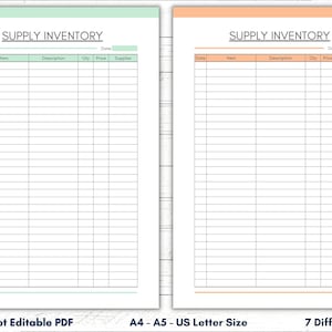 Printable Supply Inventory Log Book, Supply Inventory Sheet, Supply ...