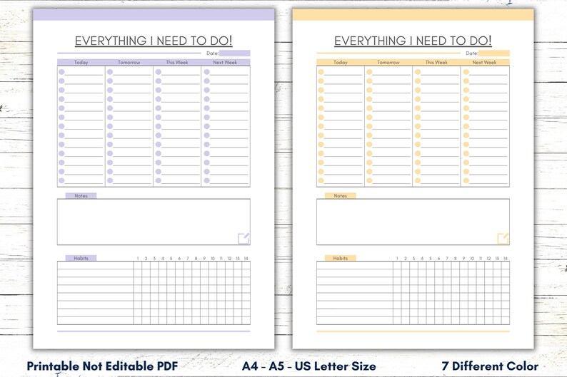Printable Weekly Planner, Two Weekly to Do List, Printable Weekly Notes ...