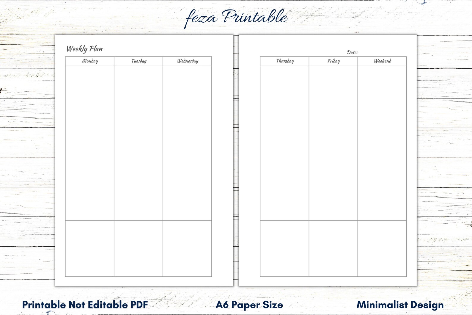 A6 Weekly Planner Insert, Weekly Planner Printable, Weekly Planner ...