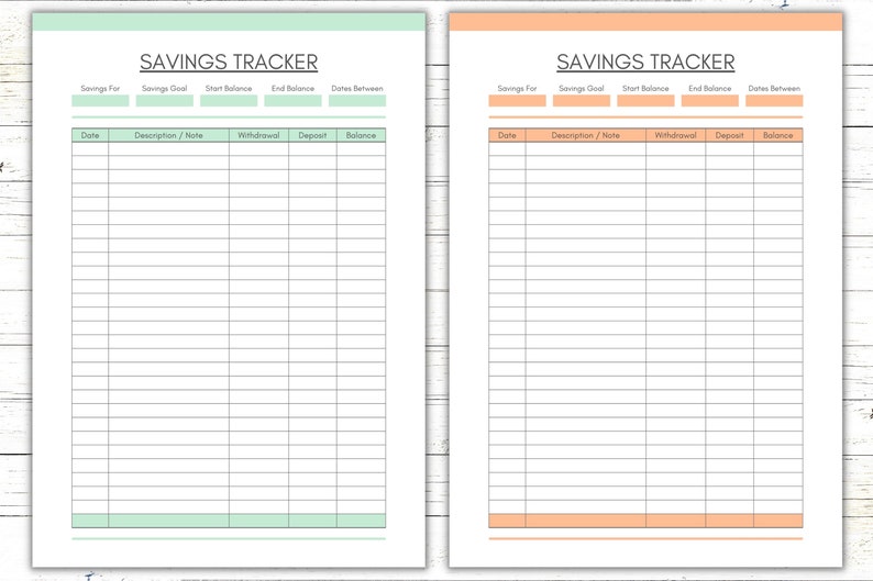Printable Savings Tracker, Savings Account Sheet, Personal Budget ...
