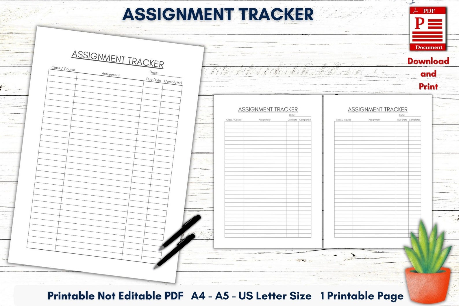 Printable Assignment Tracker Assignment Planner Assignment | Etsy