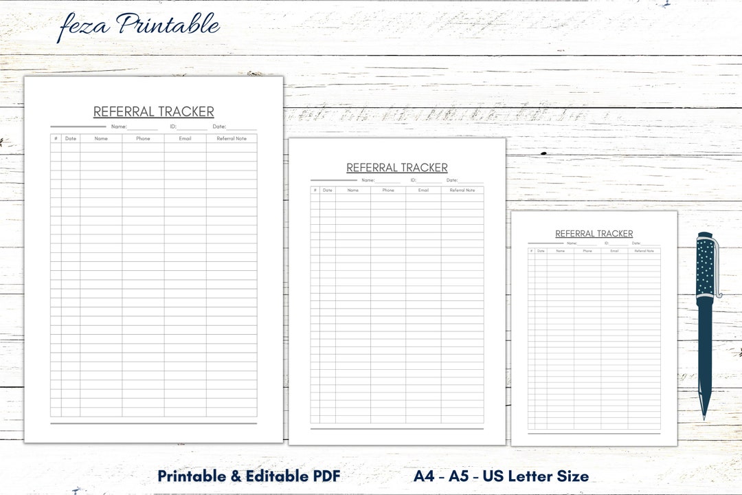 Referral Tracker Editable, Referral Tracker, Referral Tracker Printable ...