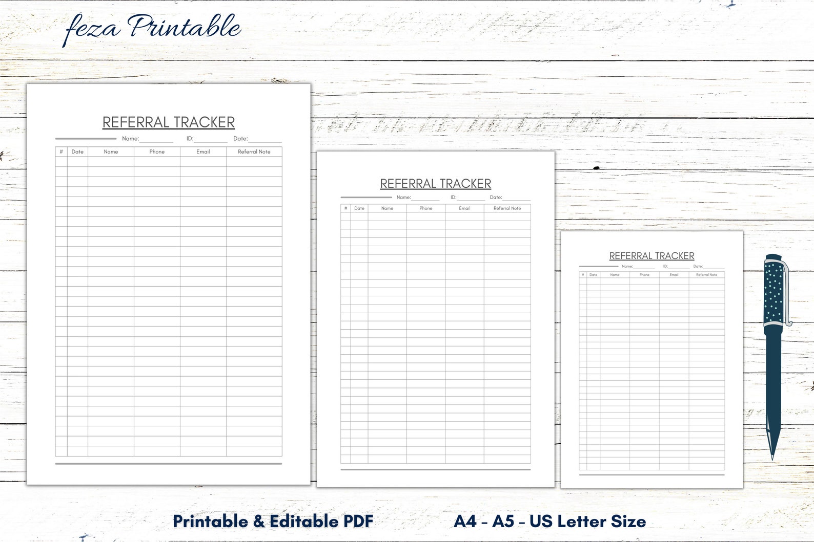 Referral Tracker Editable, Referral Tracker, Referral Tracker Printable ...