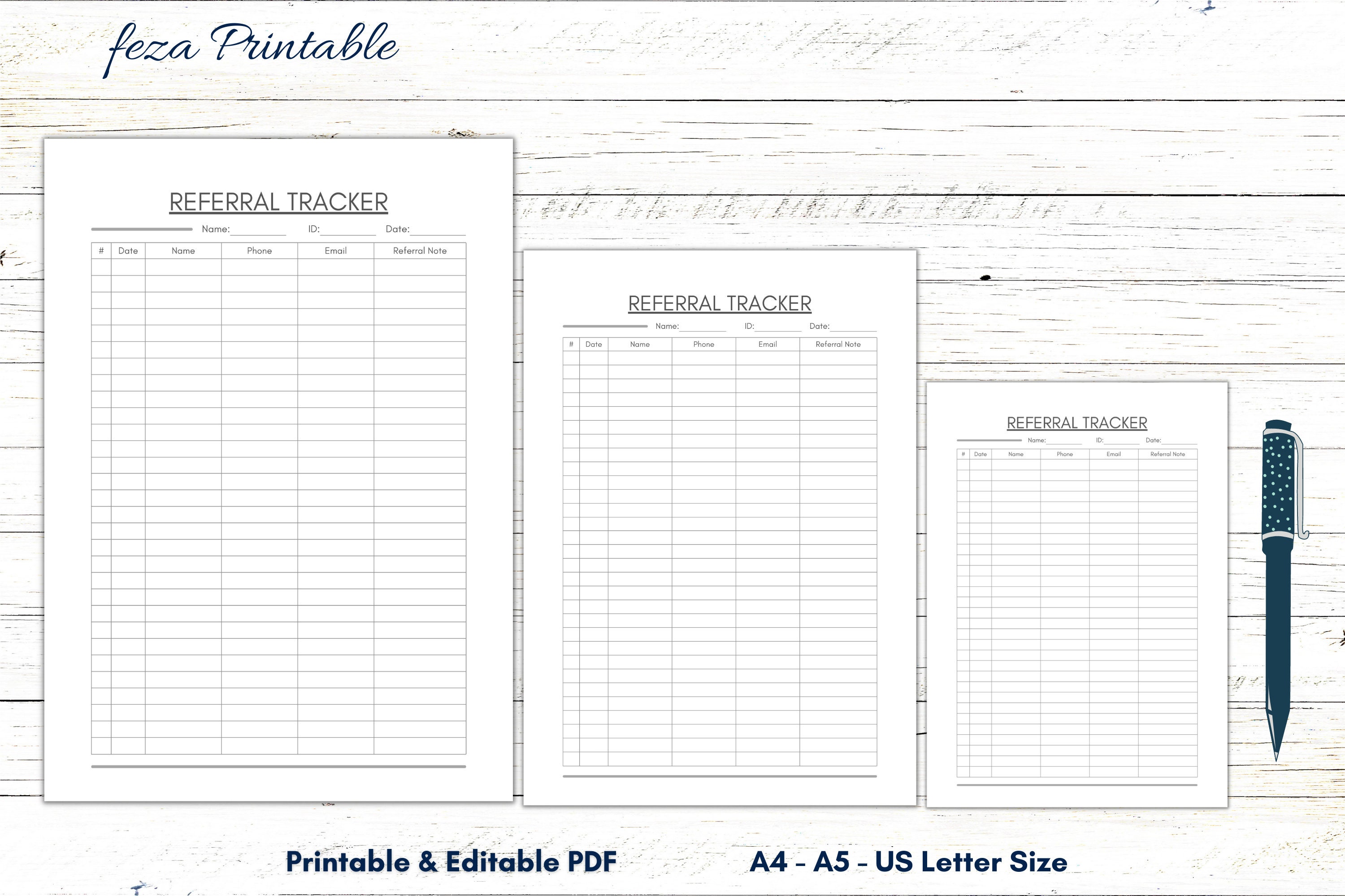 Referral Tracker Editable, Referral Tracker, Referral Tracker Printable ...