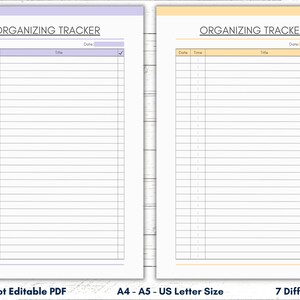 Printable Organizing Tracker, Daily, Weekly, Monthly Organizing ...