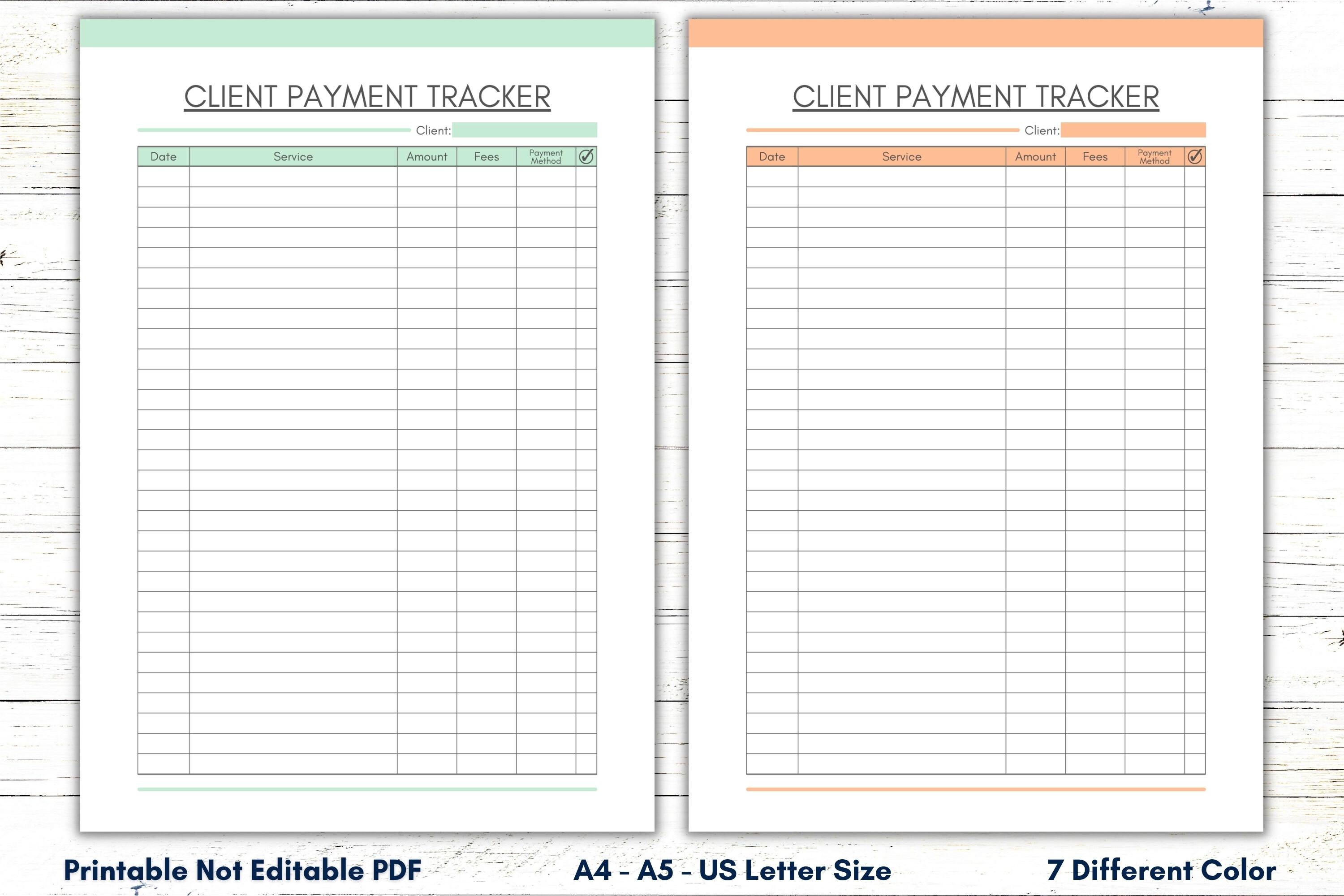 Printable Client Payment Tracker, Payment History, Client Payment Log ...