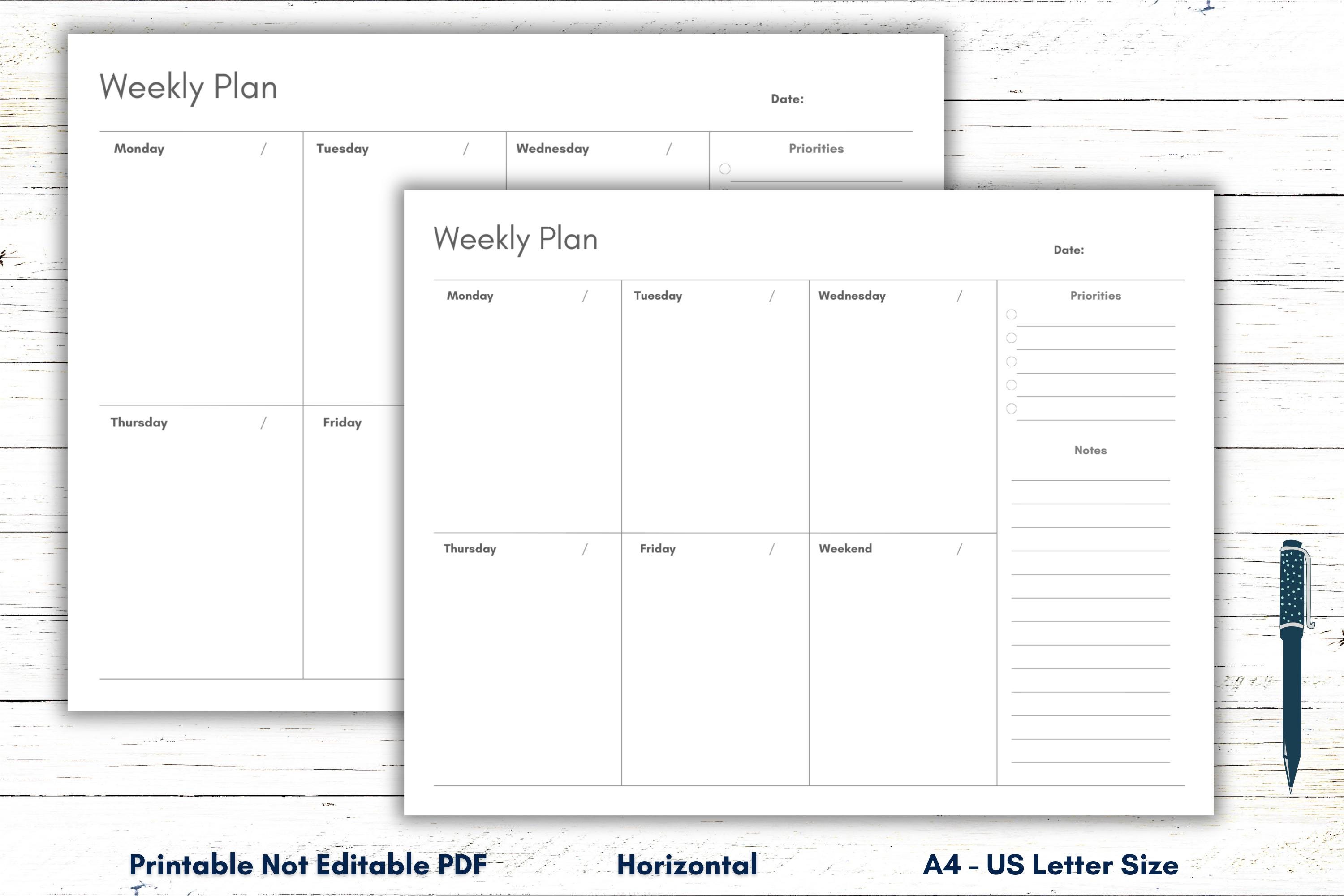 Weekly Planner, Weekly Planner Printable, Weekly Planner Template ...