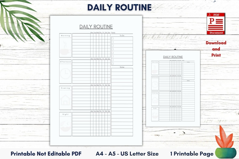 Printable Daily Routine Daily Routine Chart Printable Daily | Etsy