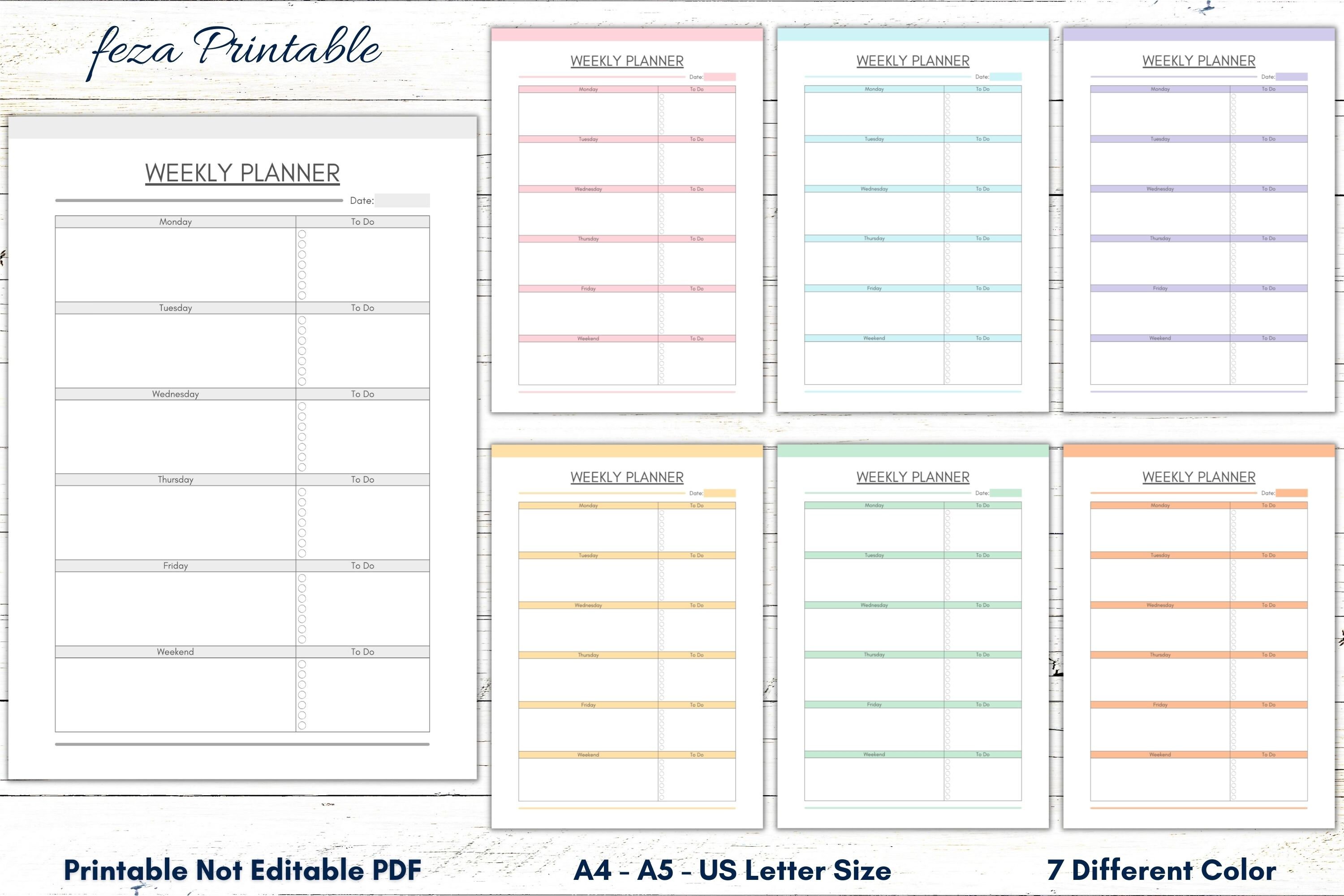 Printable Weekly Planner Template Weekly Schedule Weekly to - Etsy