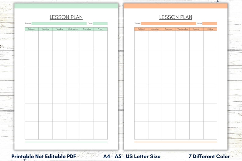 Weekly Lesson Plan Template Printable, Daily Lesson Plan, Lesson Plan ...