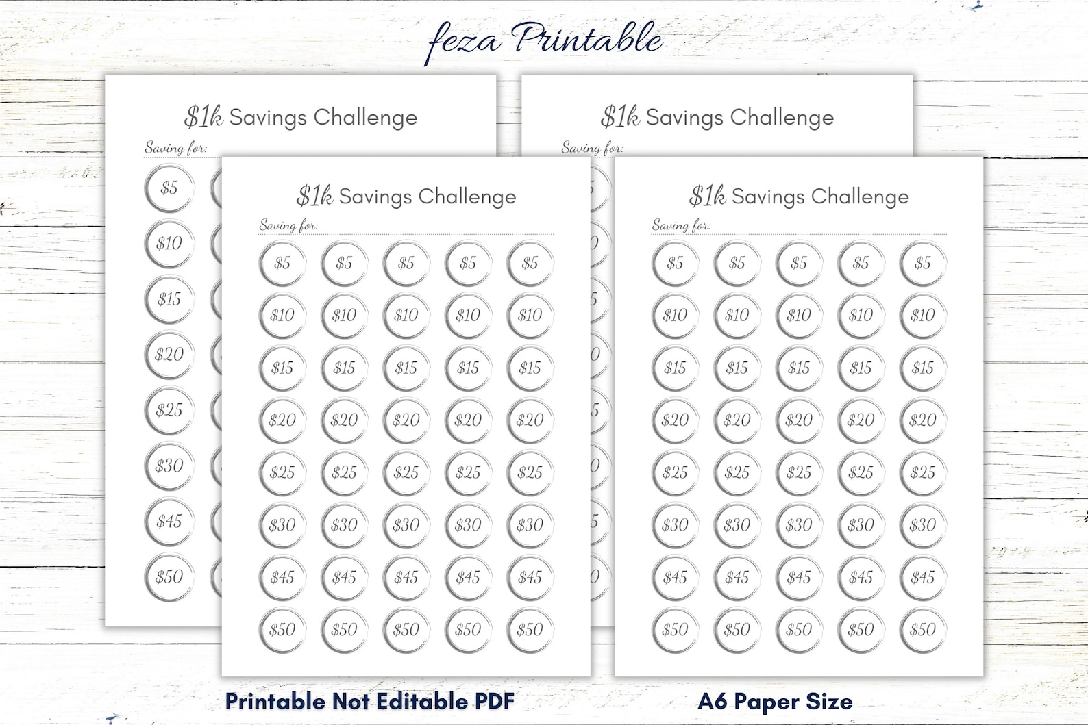 Printable A6 1k Savings Challenge, Budget Challenge 1k, A6 Budget Sheet ...