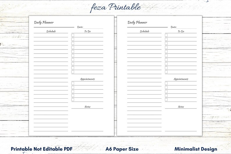 A6 Daily Planner Printable Template, Productivity Organizer (PDF) - Etsy