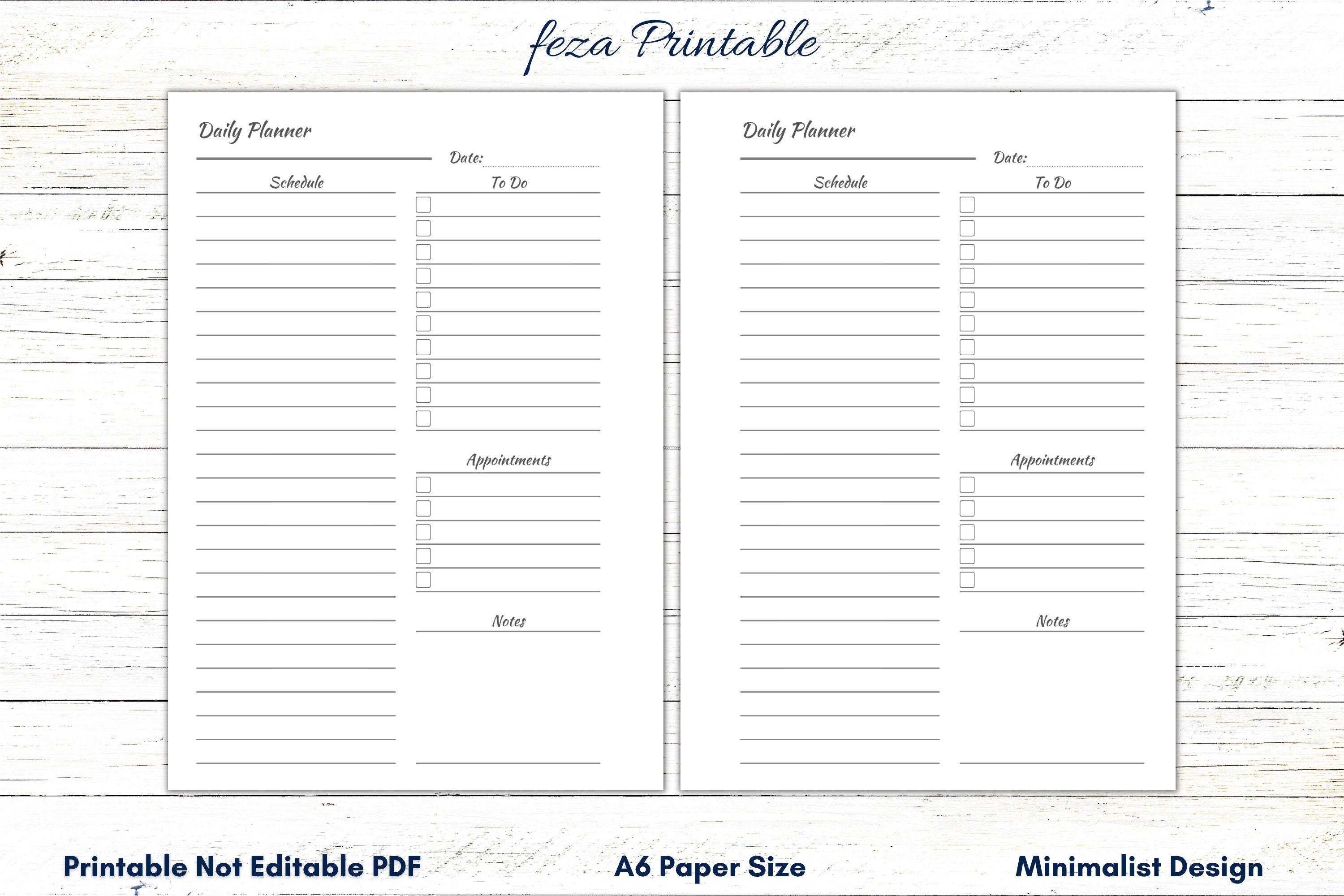 A6 Daily Planner Printable Template, Productivity Organizer (PDF) - Etsy