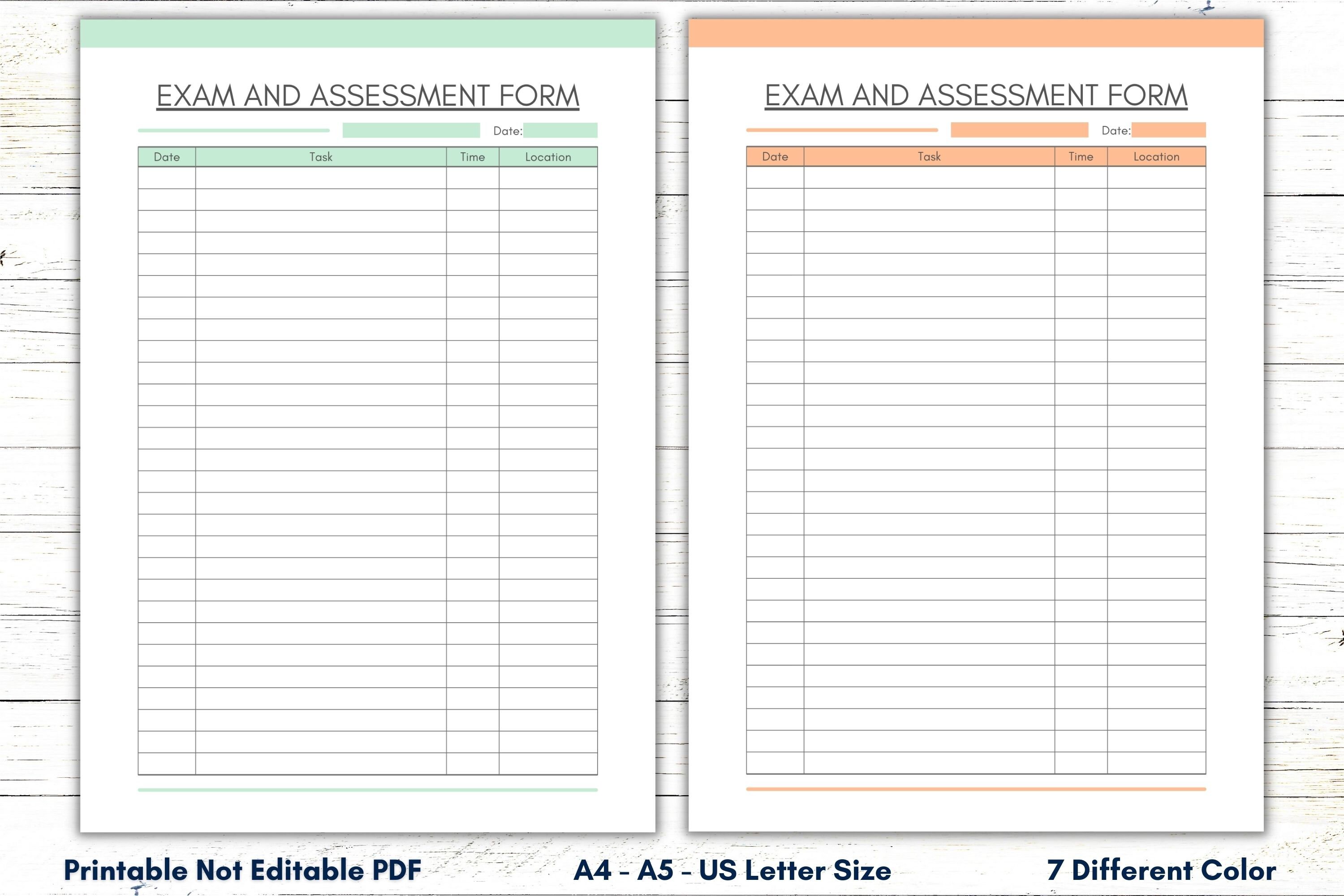Exam and Assignment Tracker Printable, Assessment Tracker Template ...
