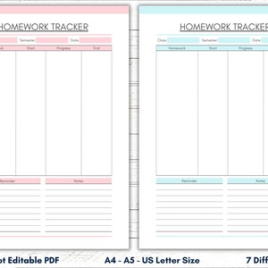 Printable Homework Tracker, Homework Log, PDF Homework Checklist ...