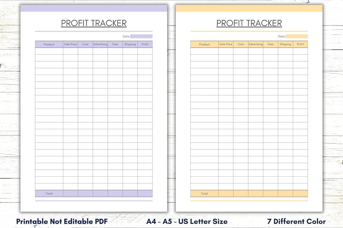 Printable Profit Tracker, Printable Profit Log, Printable Profit ...