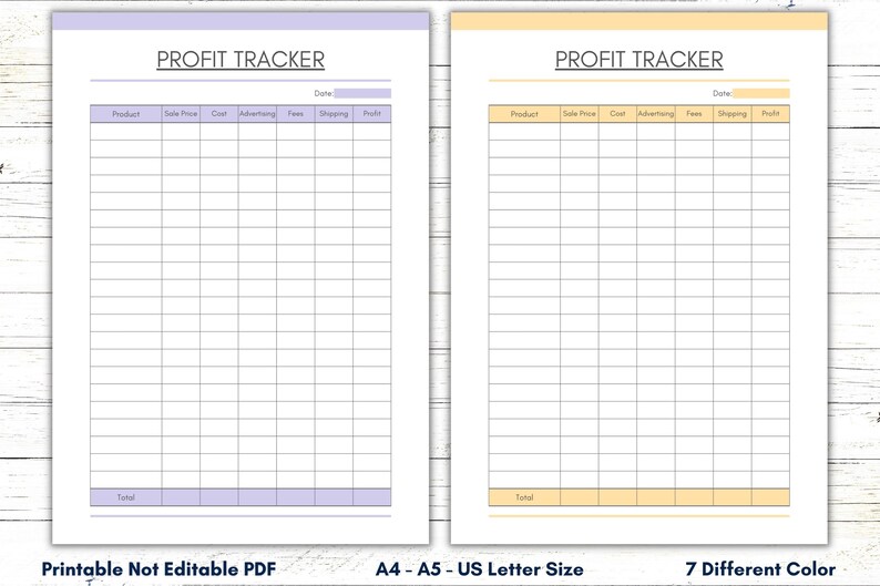 Printable Profit Tracker, Printable Profit Log, Printable Profit ...