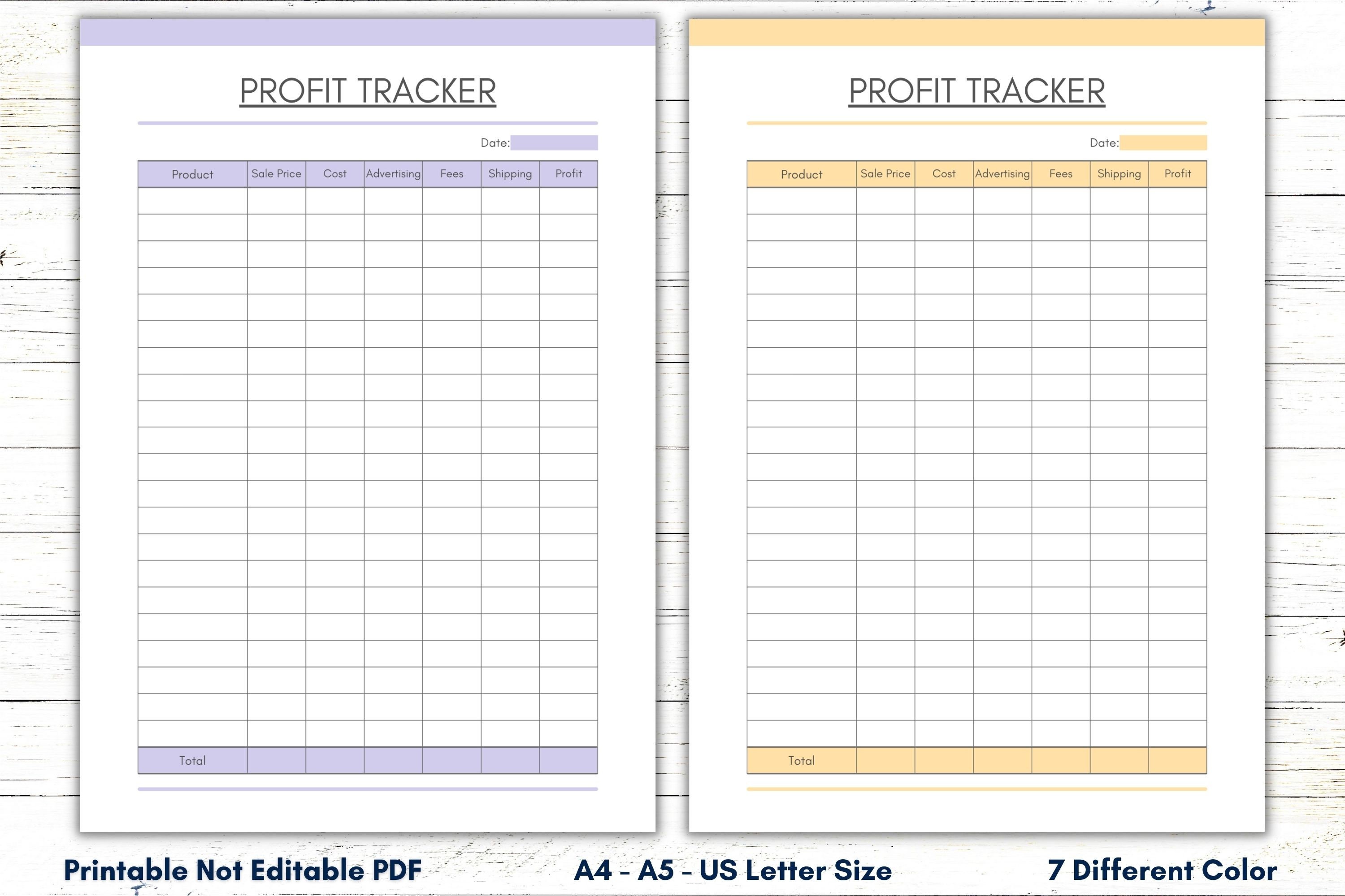 Printable Profit Tracker, Printable Profit Log, Printable Profit ...