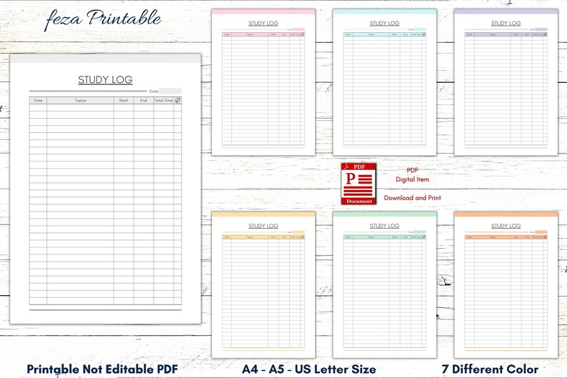 Printable Study Log, Study Tracker, Study Planner, Study Planner ...