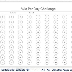 100 Day Running or Walking Challenge Printable Template, 100 Day ...