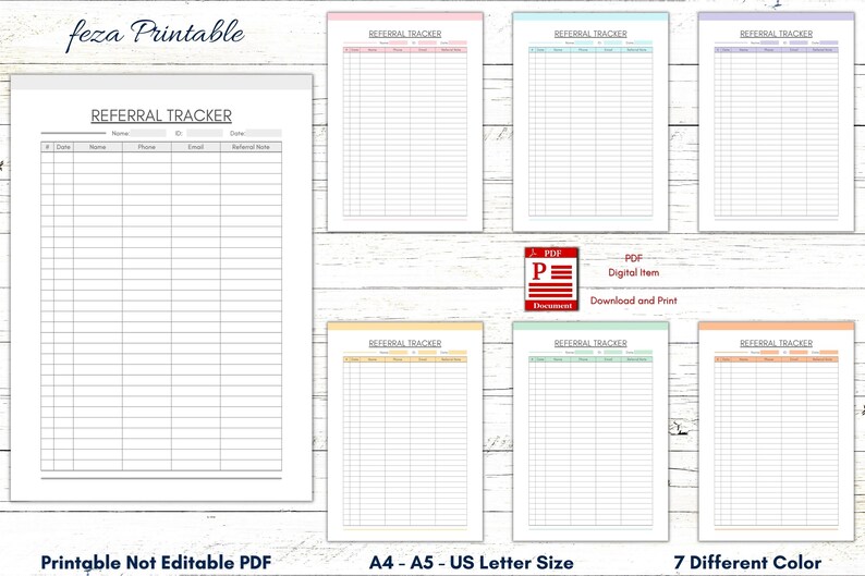 Printable Referral Log Template, Client Referral Tracker, Referral ...