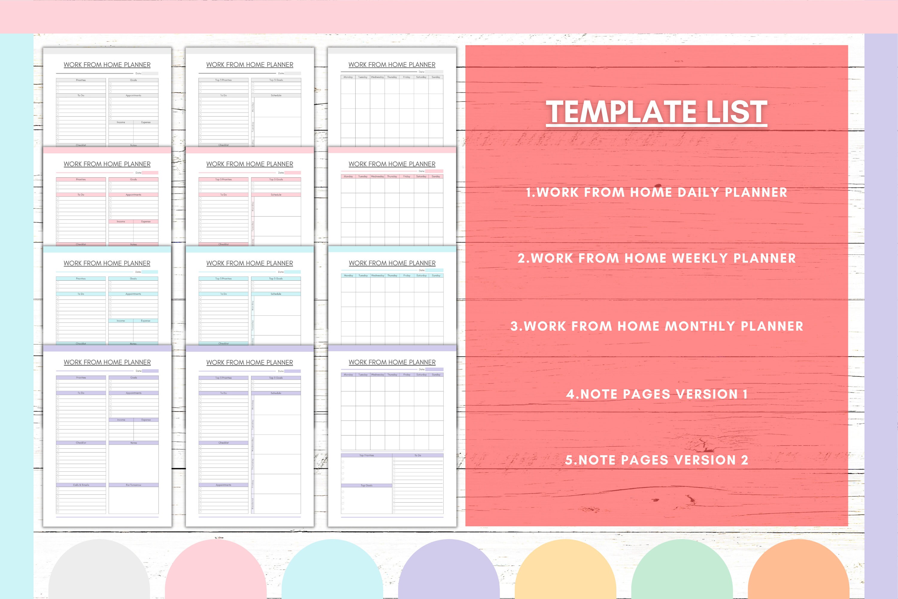 Work From Home Planner Printable Template, Daily Working Planner ...