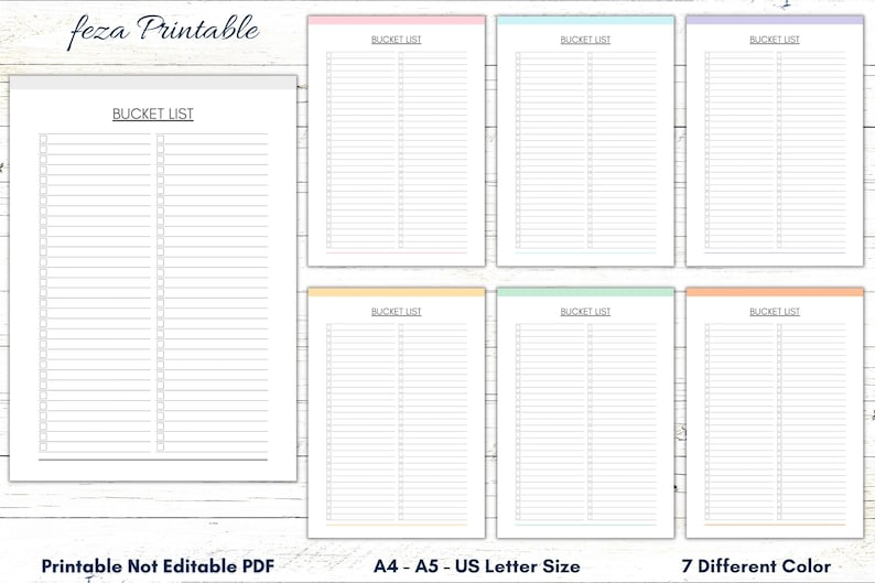 Bucket List Printable Template, Bucket List Sheet, Bucket List Bullet ...