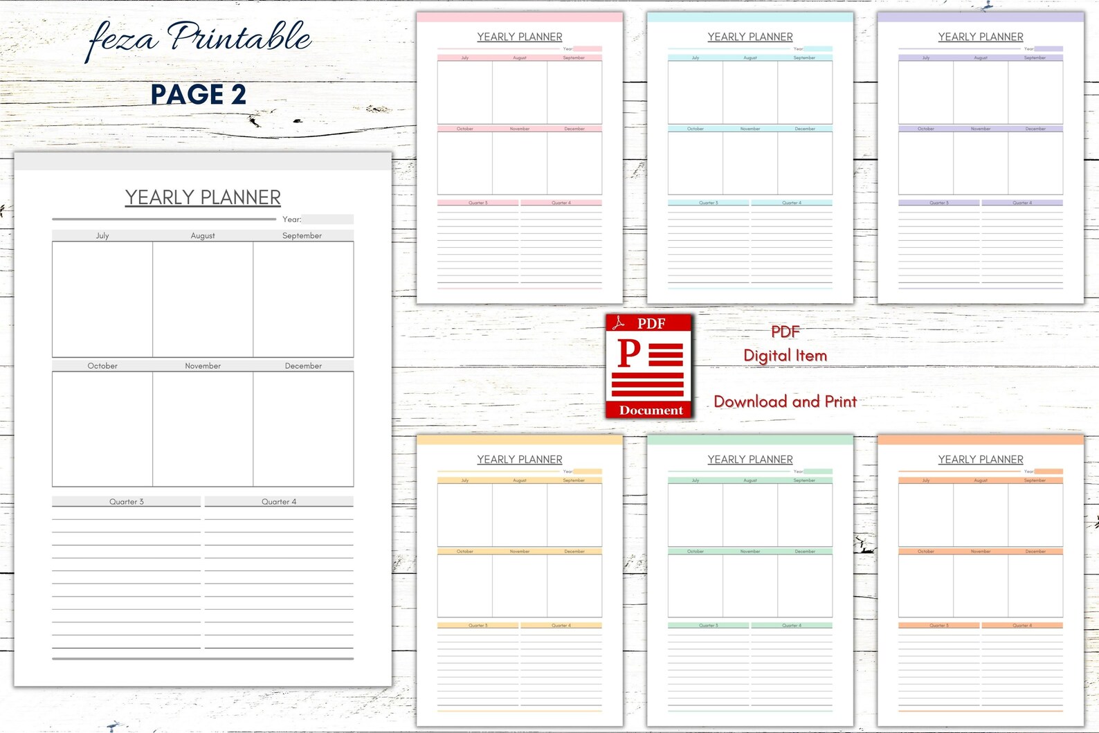 Printable Yearly Planner, Yearly Planner Insert, Yearly Template ...