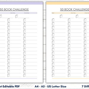 50 Book Challenge Printable Template, Reading Challenge 50 Book ...