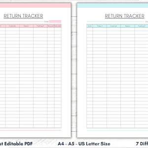 Printable Returns Tracker, Business Returns Sheet, Sales Returns ...