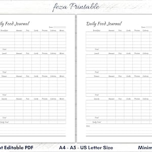 Daily Food Journal Printable, Daily Food Diary, Daily Food Log, Daily ...