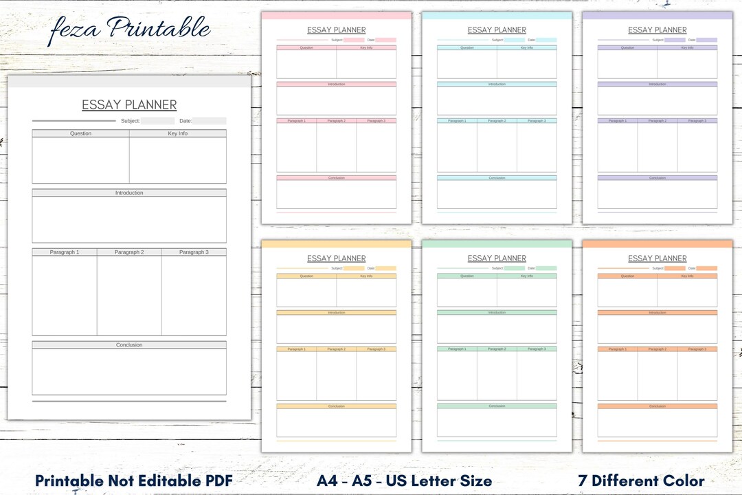 Printable Essay Planner, Essay Writing Template, Essay Planner Template, Essay Insert, Essay ...
