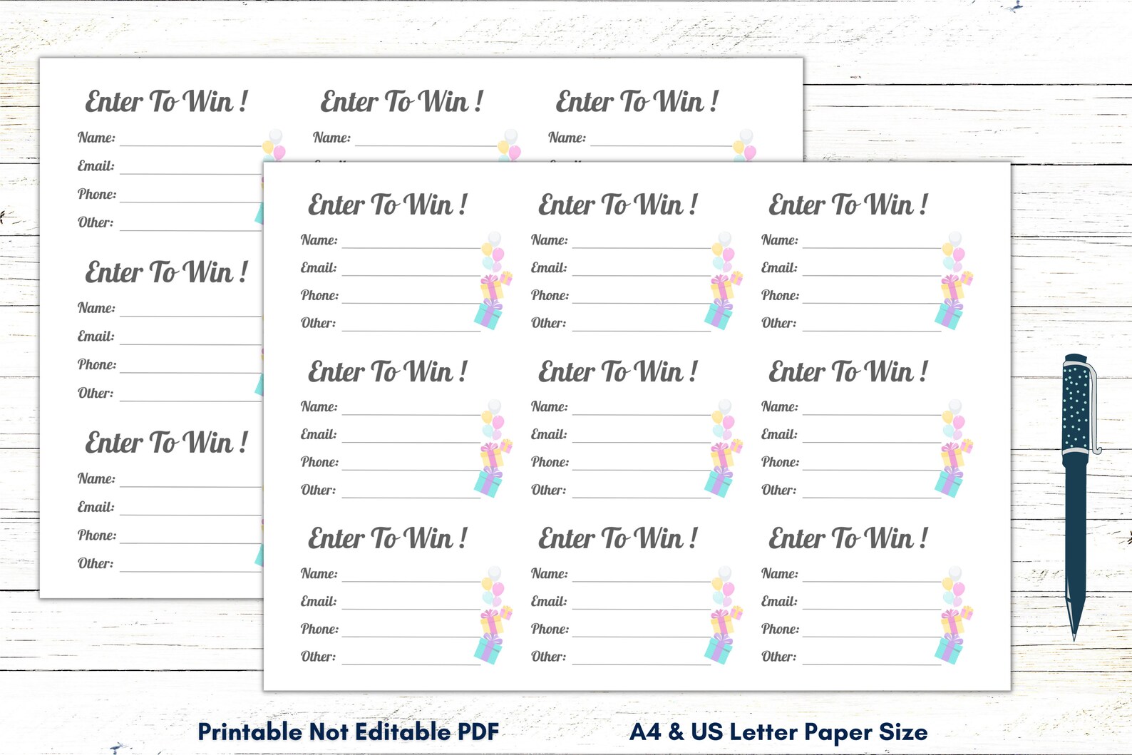 Raffle Ticket Printable, Raffle Ticket Template, Enter to Win Template ...