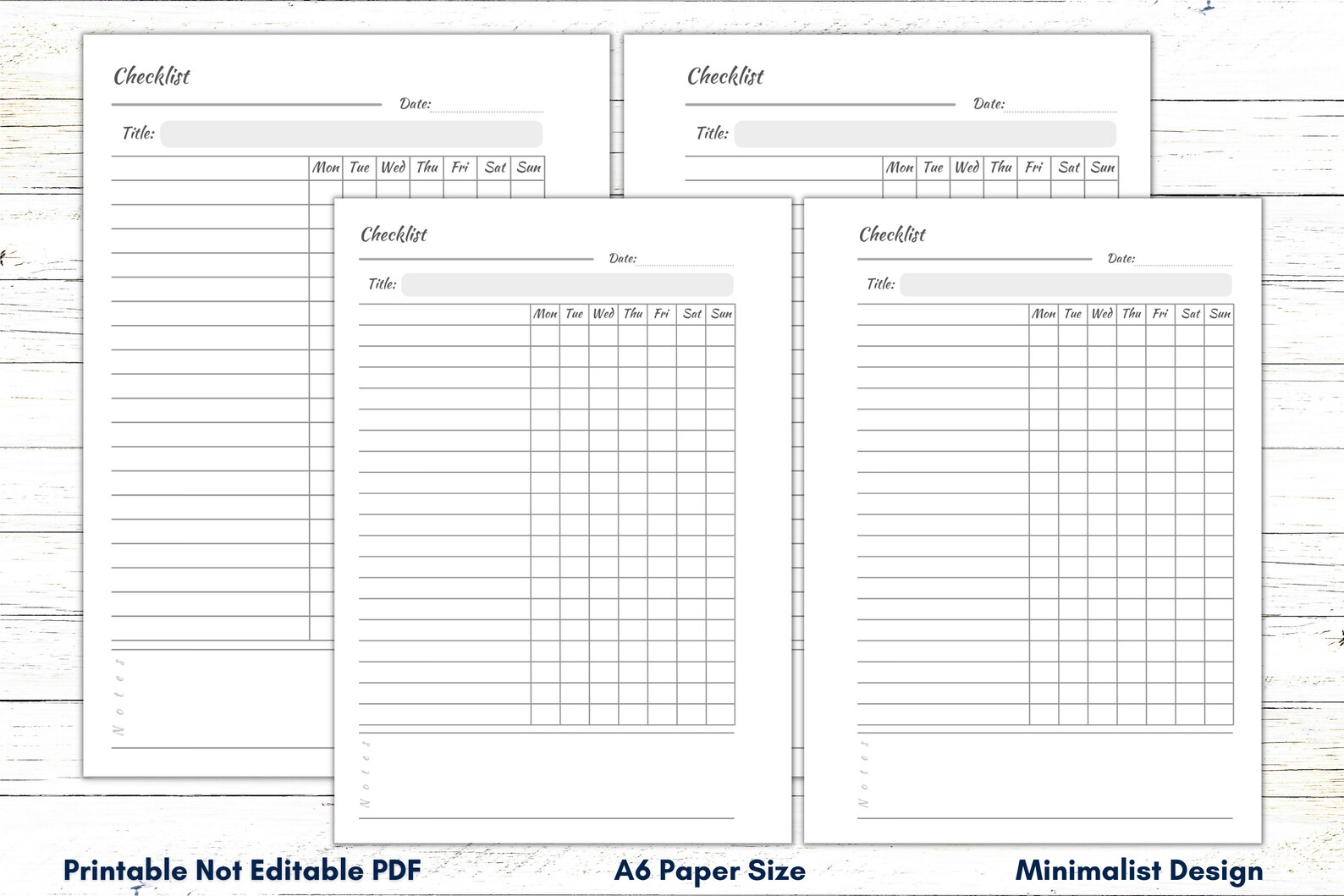 A6 Checklist Printable, Checklist Template, Checklist Planner, Weekly ...