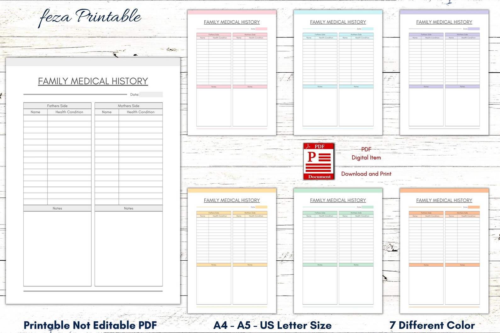 Printable Family Medical History Sheet, A4 A5 Letter (PDF) - Etsy